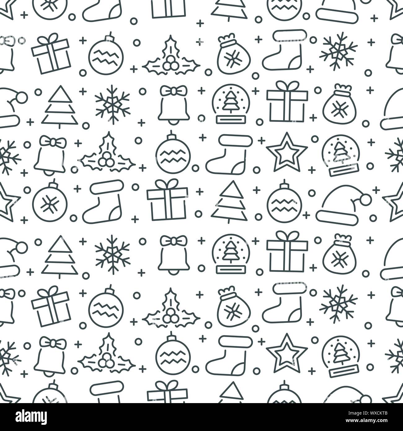 Seamless pattern vector christmas Black and White Stock Photos & Images ...