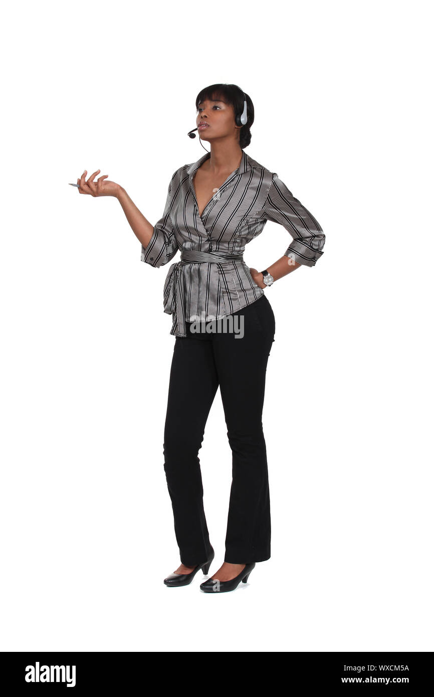 Young operator in headset Cut Out Stock Images & Pictures - Alamy