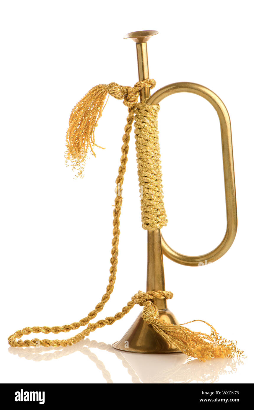 Antique Bugle isolated on white background Stock Photo - Alamy