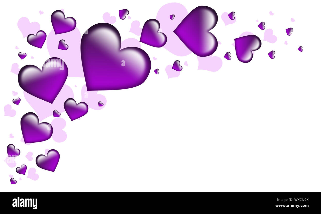 Valentines Day Card with Hearts all in purple Stock Photo - Alamy