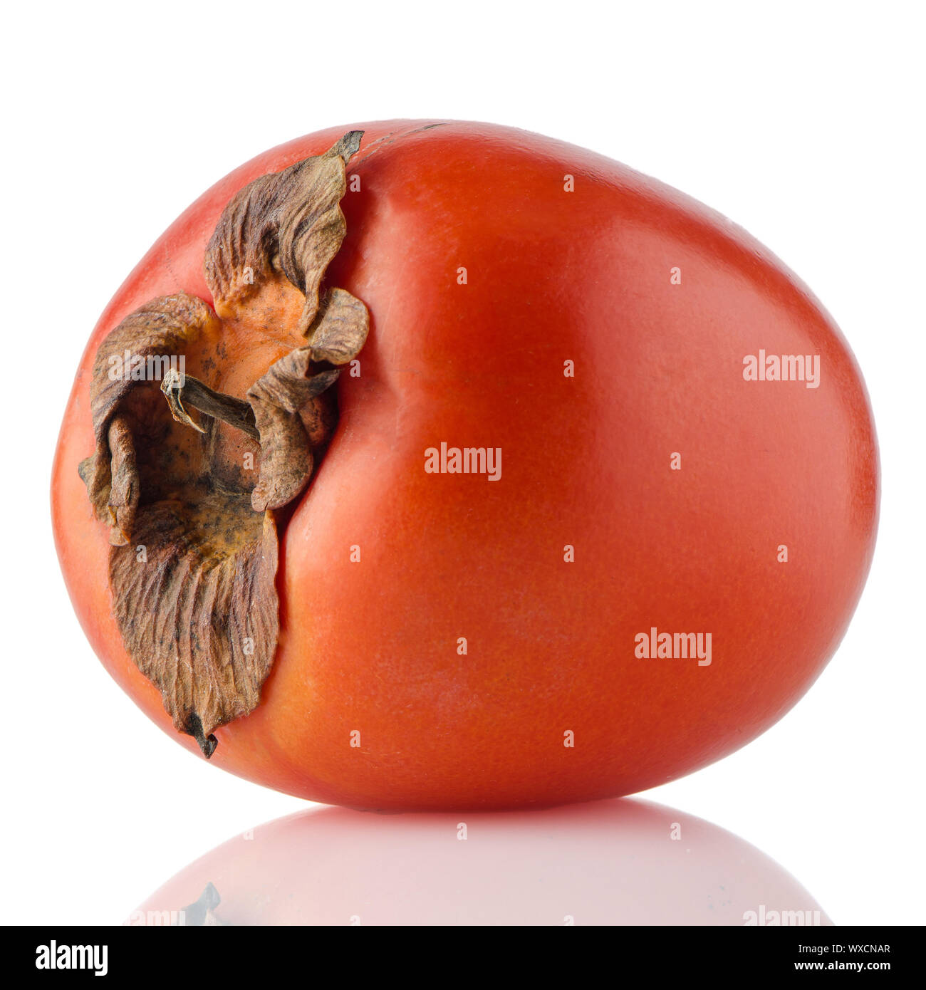 Red ripe persimmon isolated over white background Stock Photo - Alamy