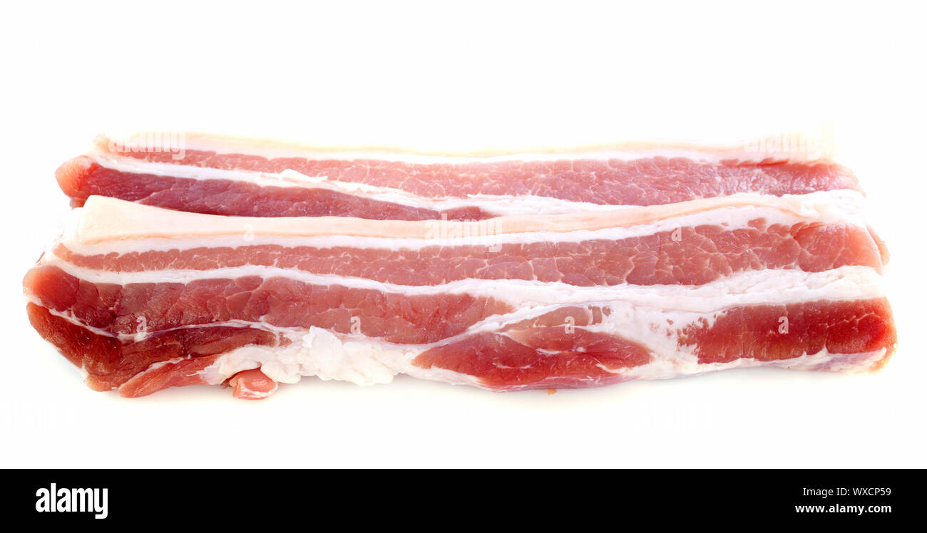 slices of bacon in front of white background Stock Photo - Alamy