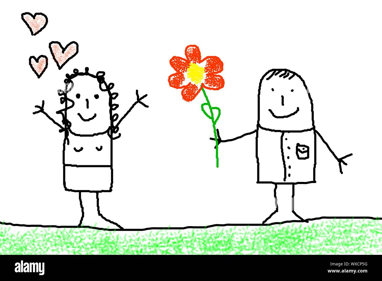 illustration of love concept with flower and figure Stock Photo - Alamy
