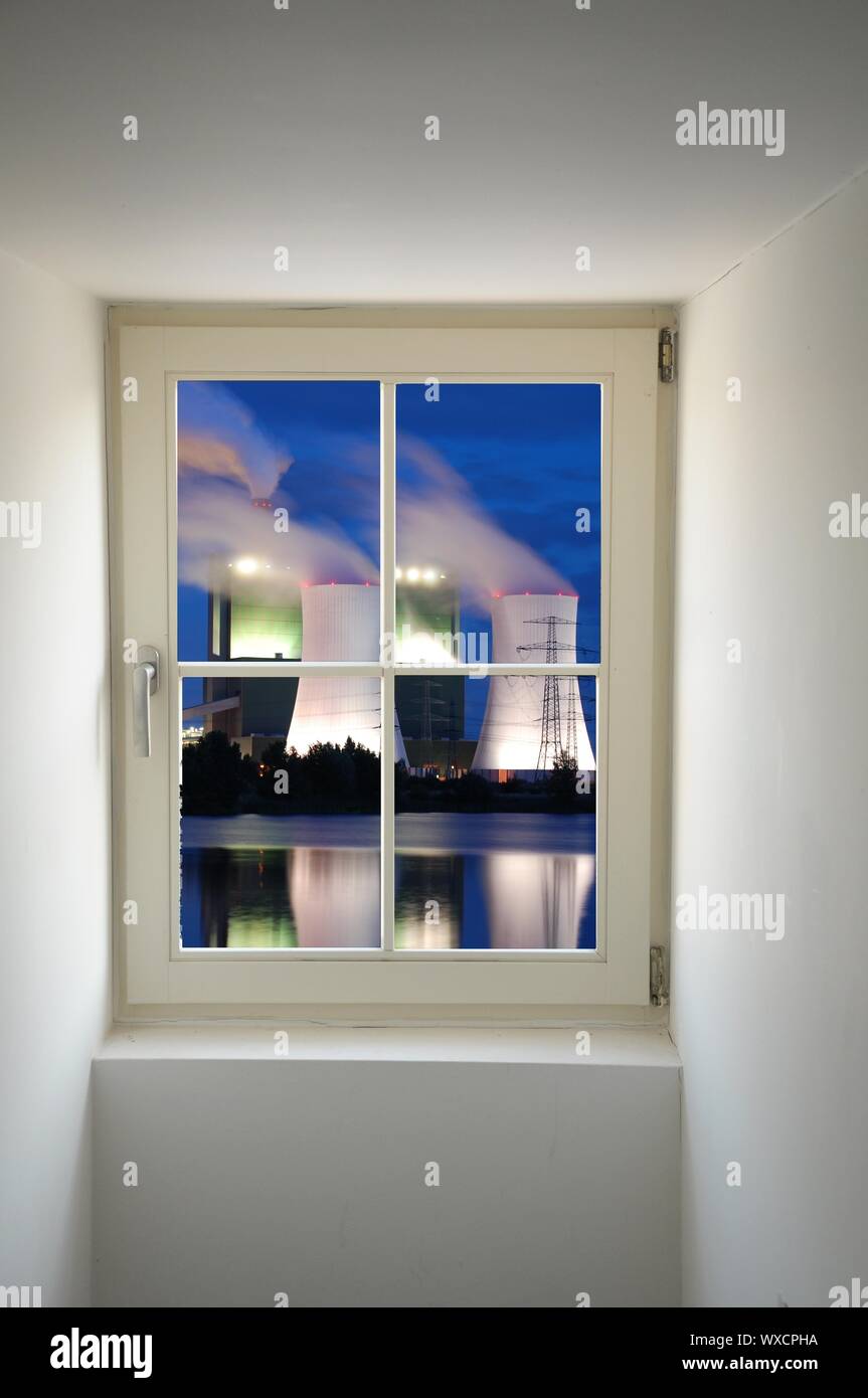 industry or power plant and window showing pollution concept Stock ...