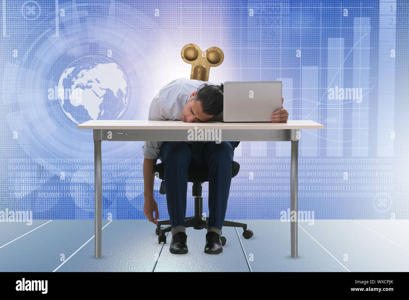 Employee losing energy from too much work Stock Photo - Alamy