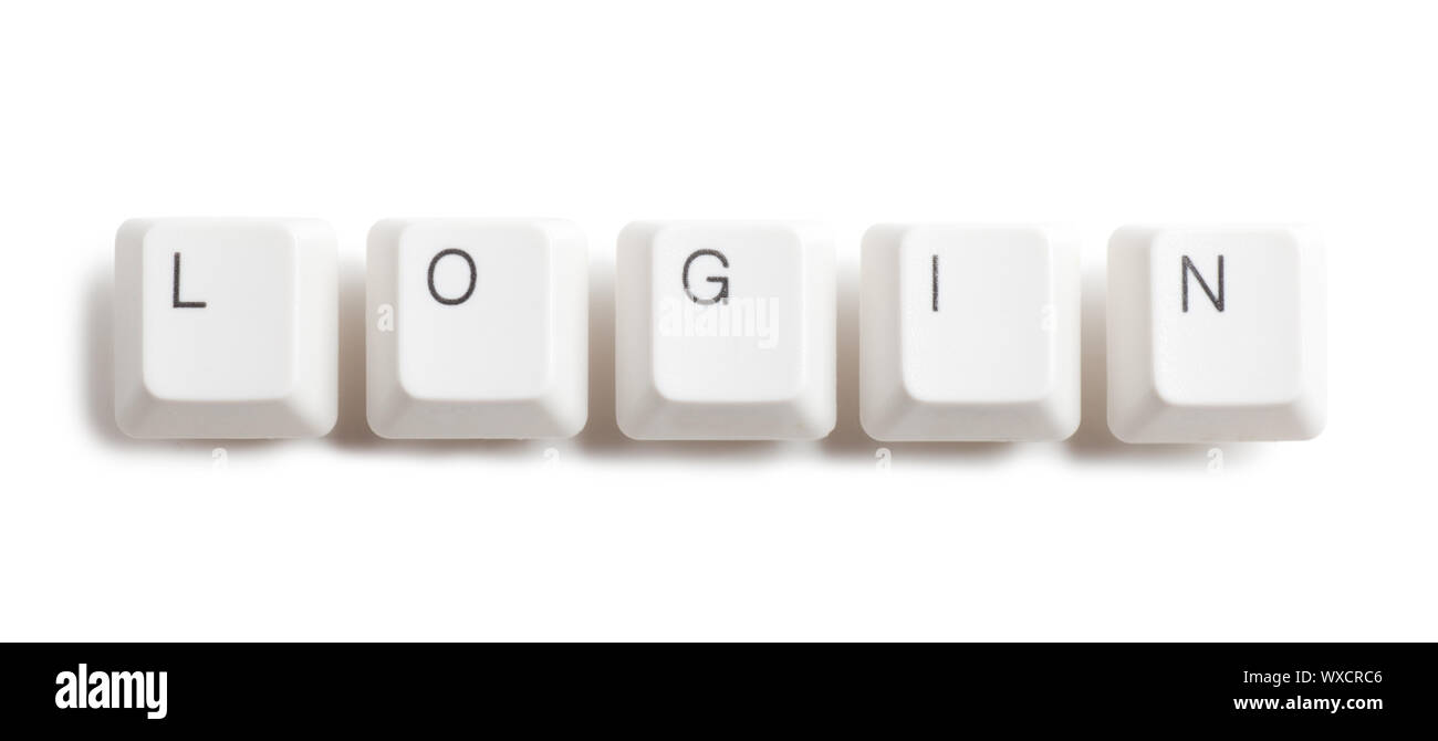 Login word written with computer buttons over white background Stock ...