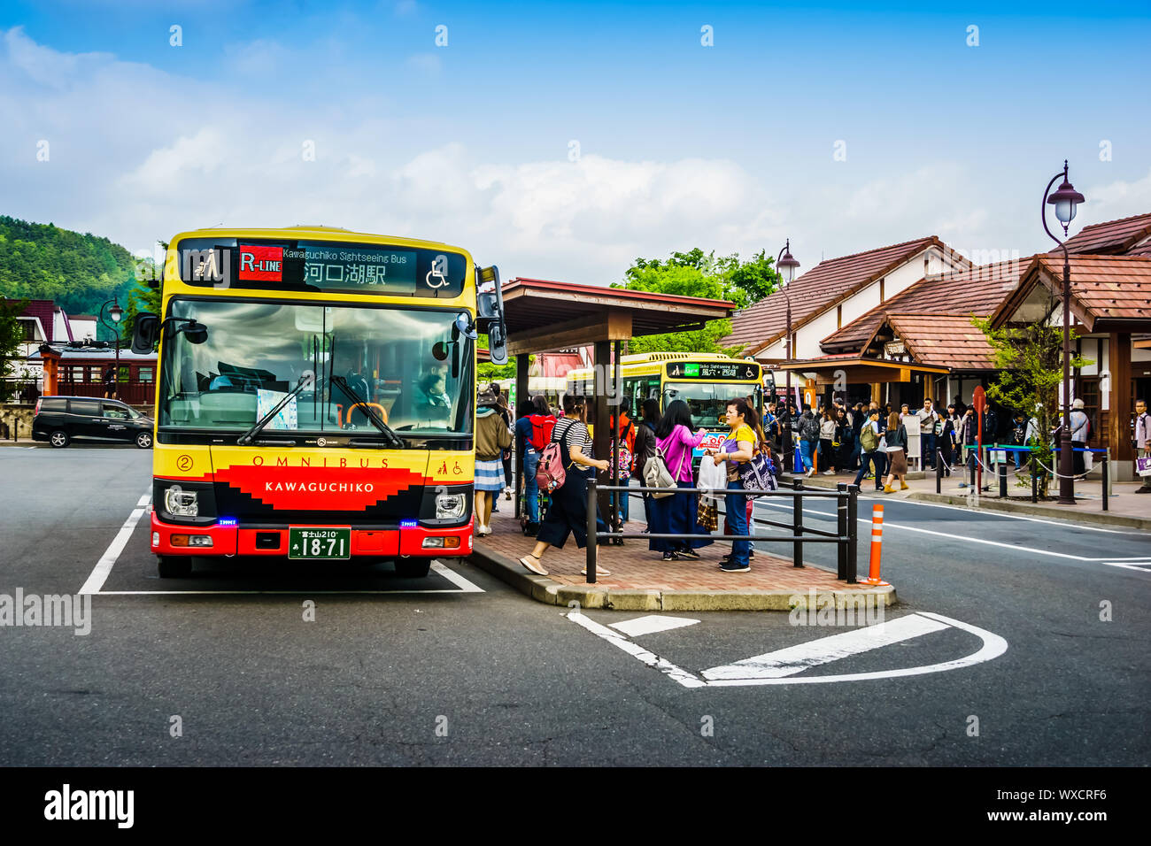 Tokyo, Japan - May 13, 2019: Kawaguchiko Station is a railway station ...