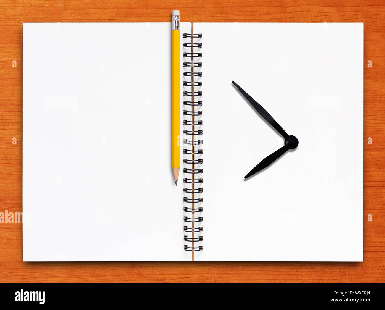 Time management, business planning concept, notebook and yellow pencil ...