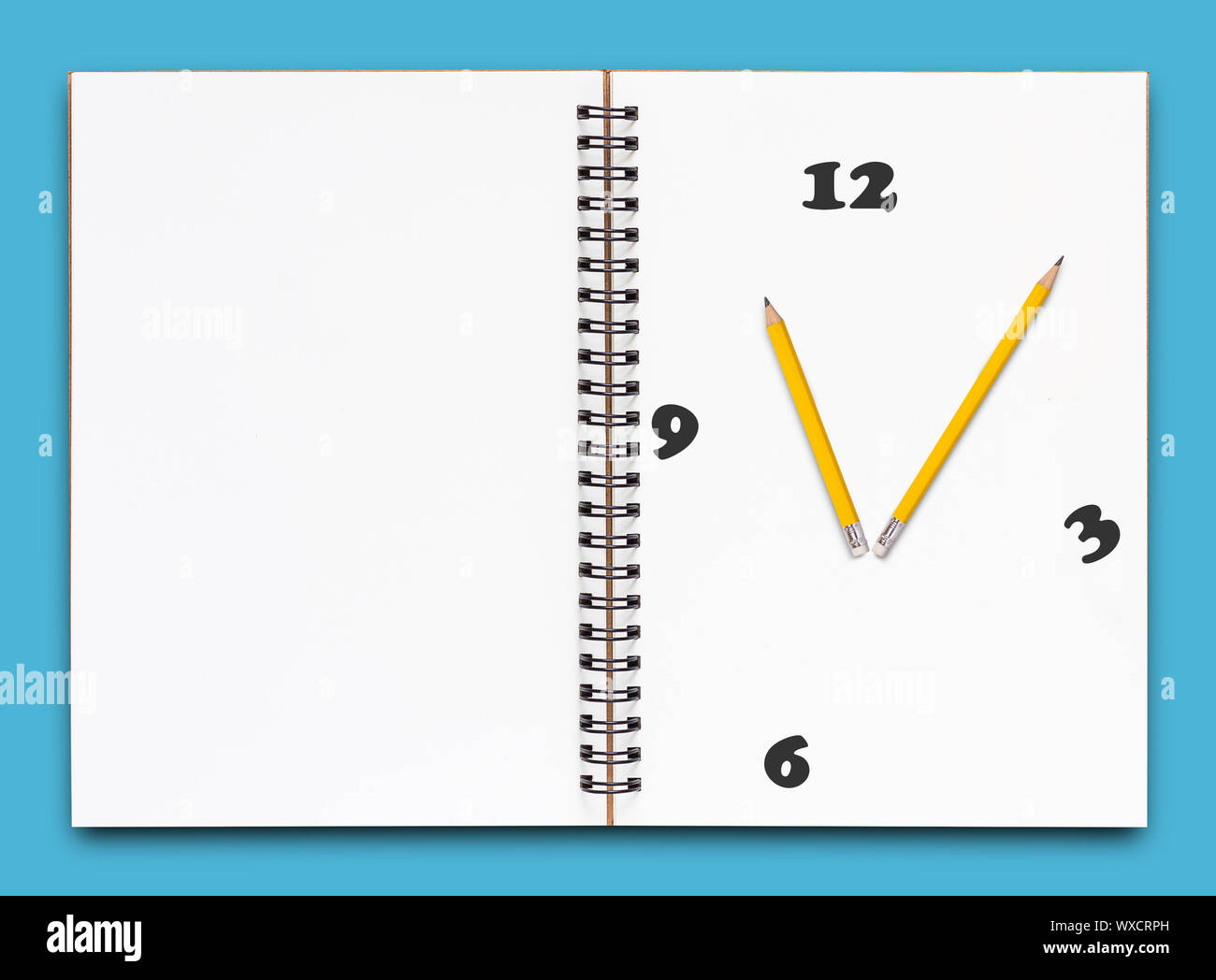 Time management, business planning concept, notebook and yellow pencil ...