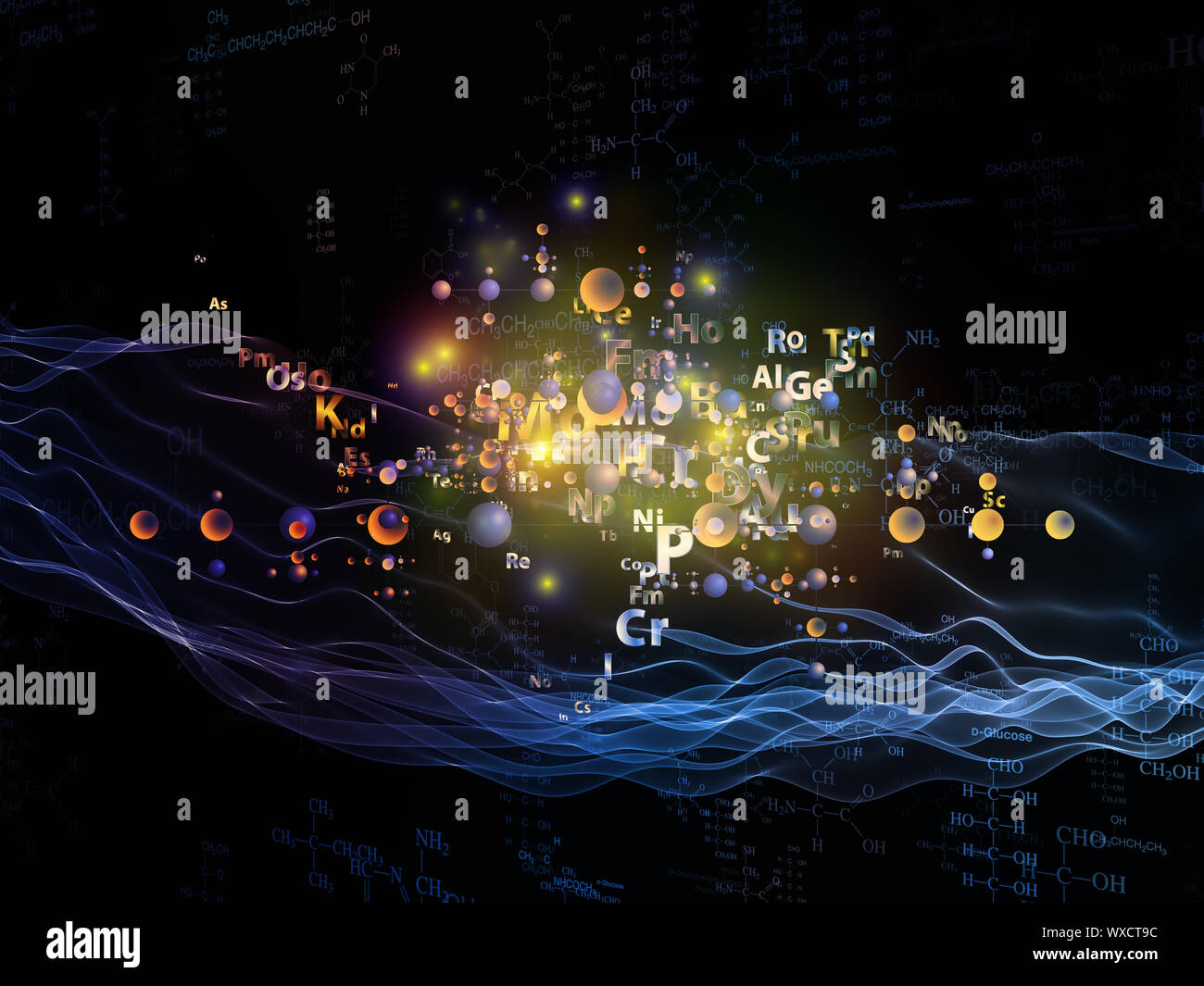 Artistic background made of chemistry related design elements for use ...