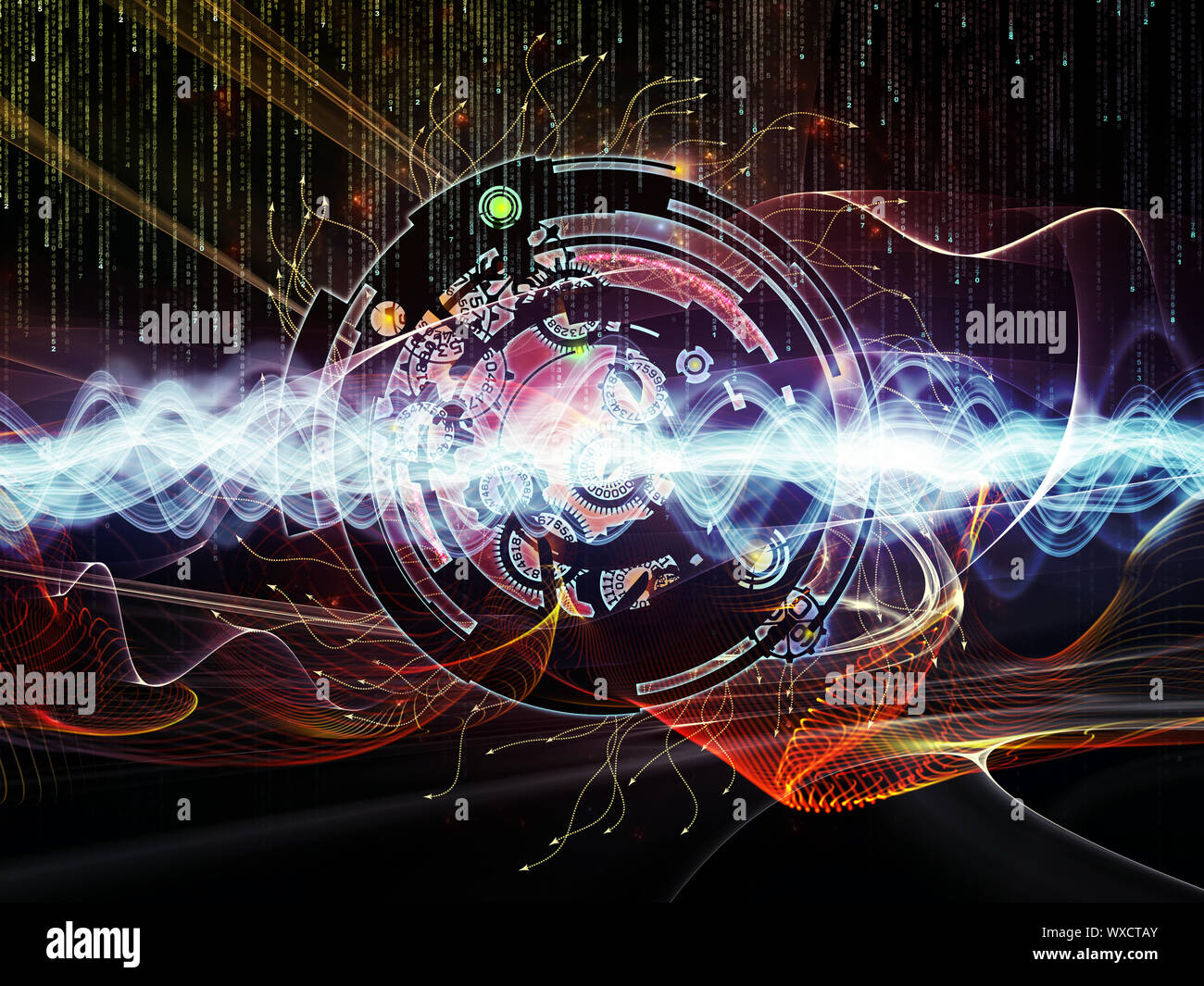 Differential Engine Series. Abstract arrangement of gears, numbers and ...