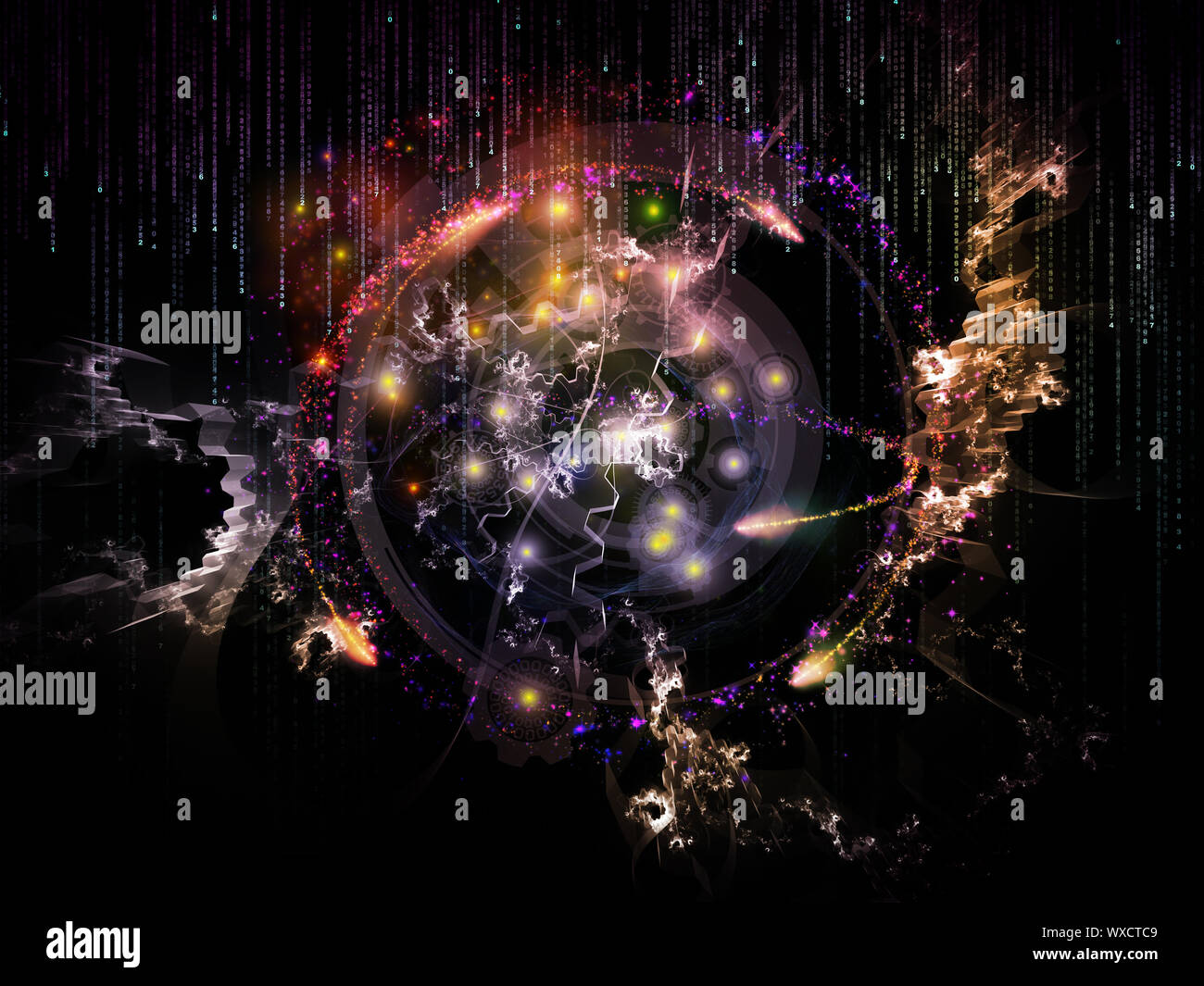 Background design of various technology related elements on the subject ...