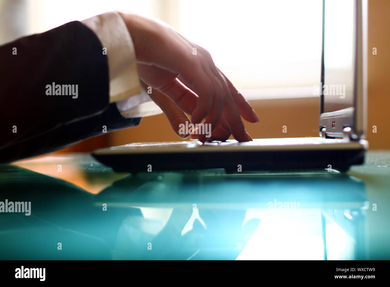 laptop work hand work background Stock Photo - Alamy