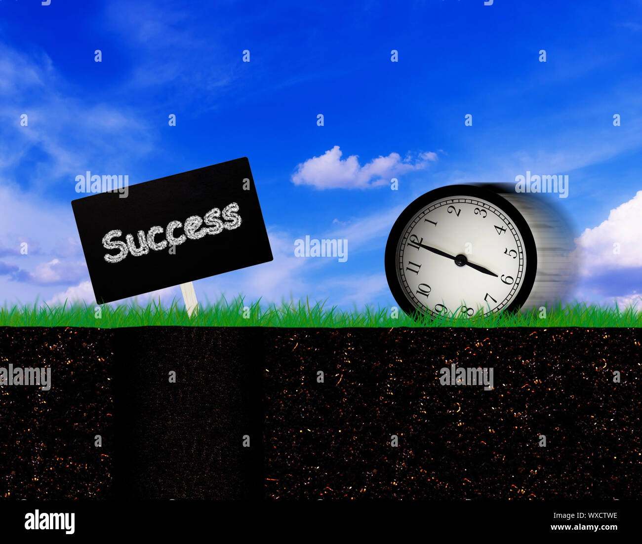 Time management concept, business planning, clock moving to success ...