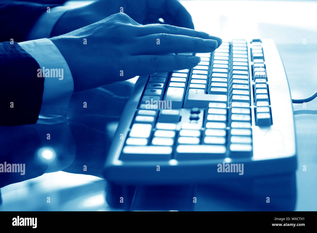 keyboard work hand work background Stock Photo - Alamy