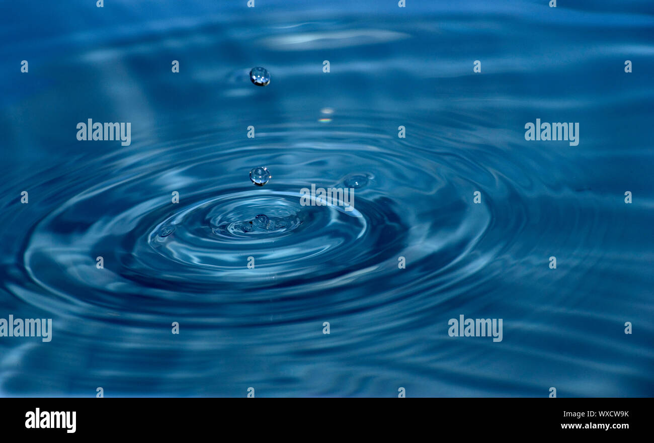 The round transparent drop of water falls downward Stock Photo - Alamy