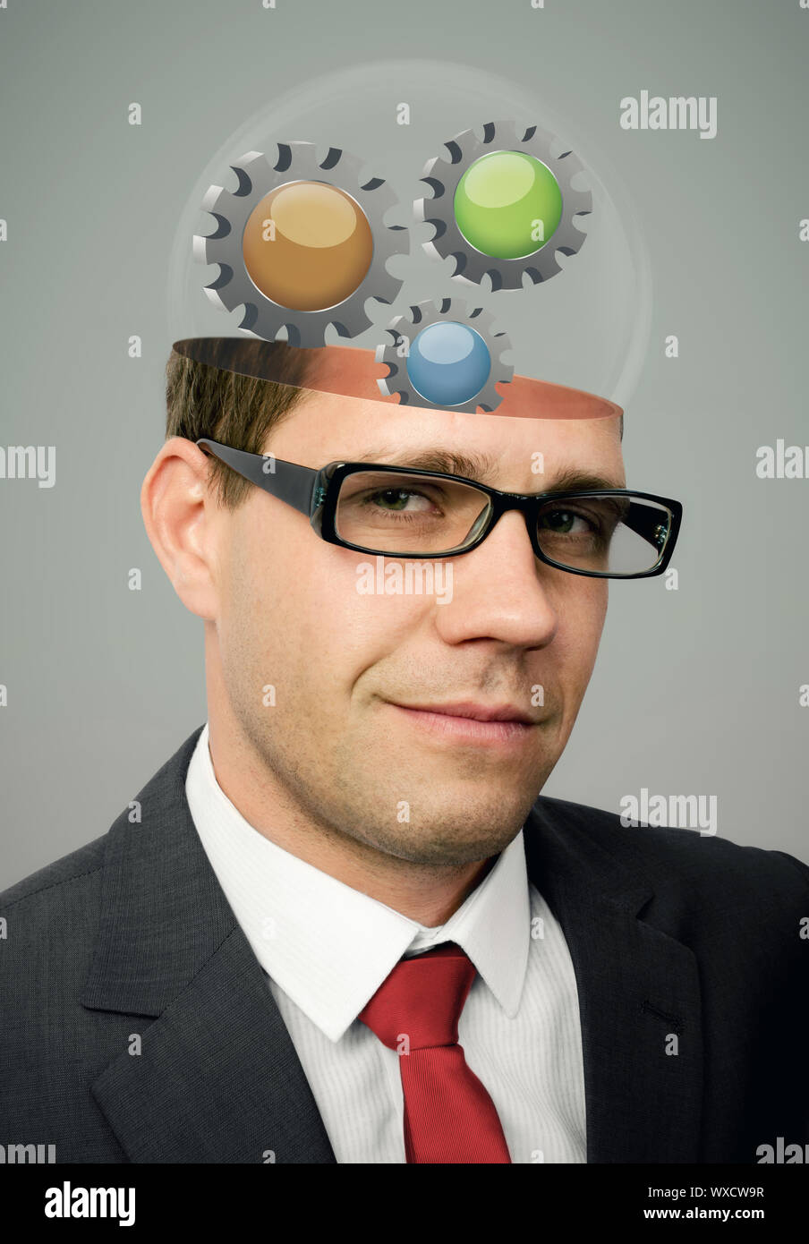 Concept illustrating the working mind of a businessman Stock Photo - Alamy