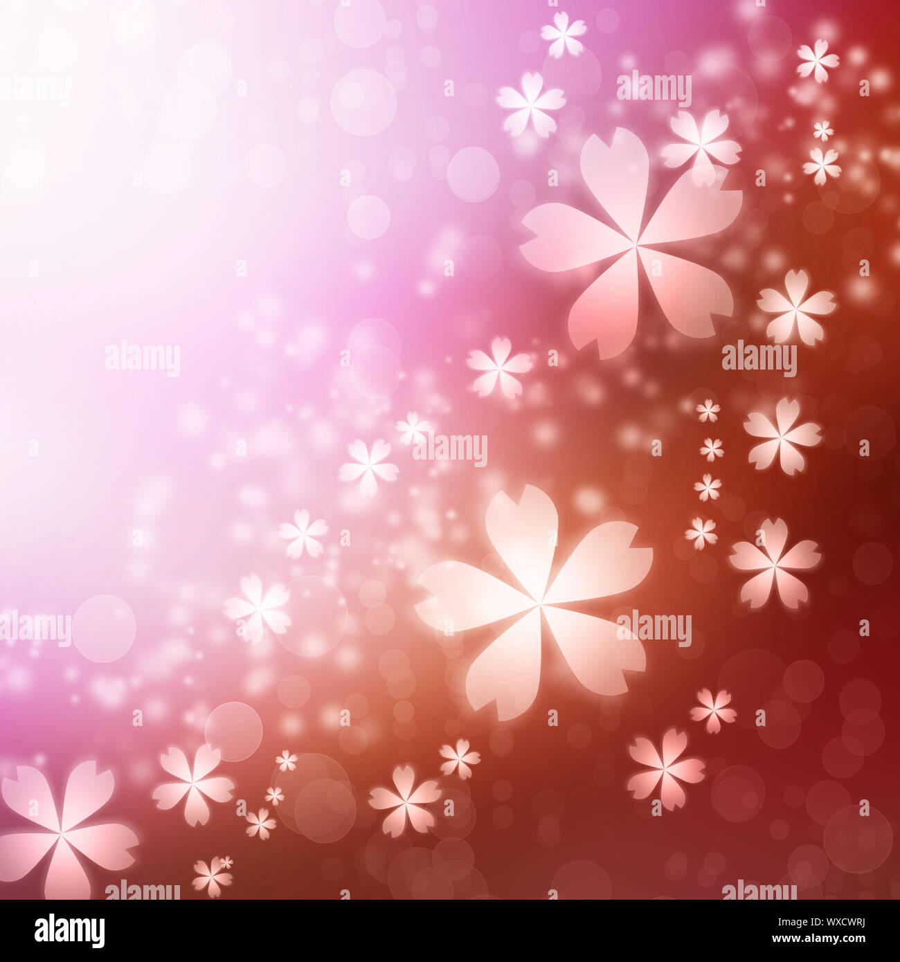 Red Gradient Cherry blossoms background Stock Photo - Alamy