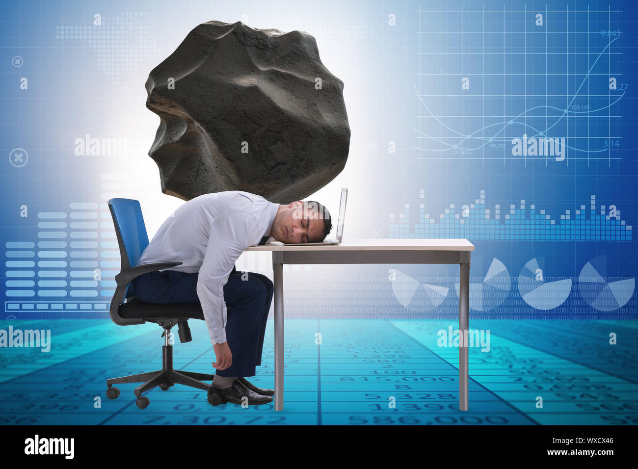 Employee under the burden of work Stock Photo - Alamy