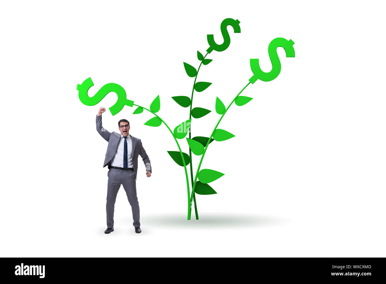 Money tree concept with businessman in growing profits Stock Photo - Alamy