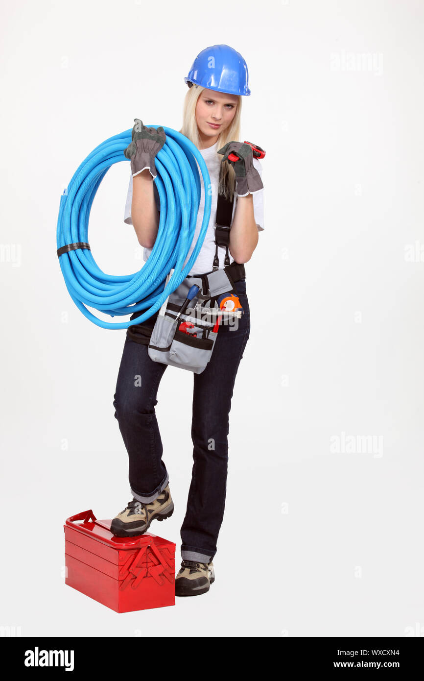 Girl wearing blue jeans and white shirt hi-res stock photography and ...