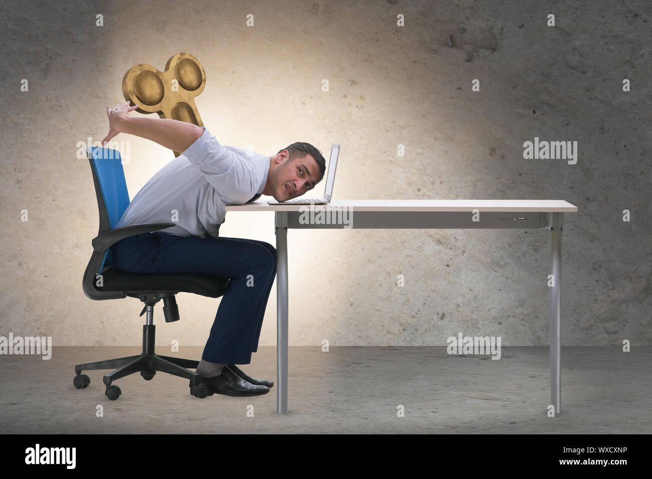 Employee losing energy from too much work Stock Photo - Alamy
