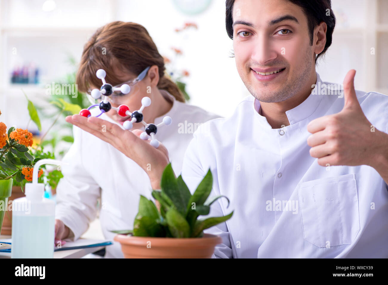 Two young botanist working in the lab Stock Photo - Alamy