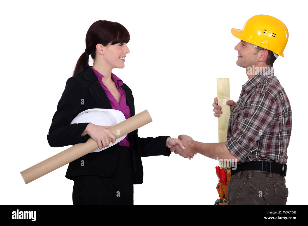 Female construction shake hands hi-res stock photography and images - Alamy