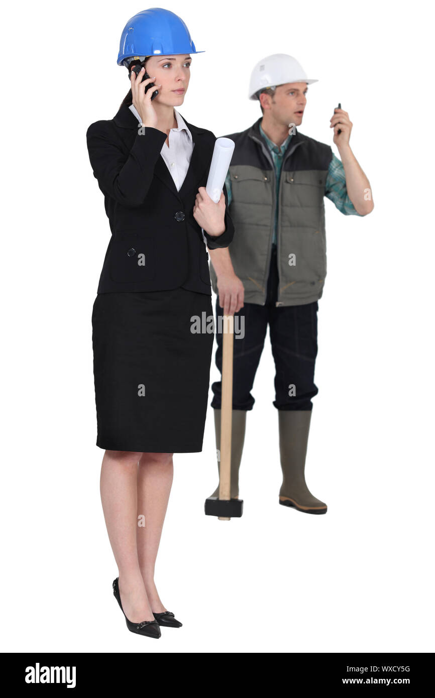 Colleague pointing Cut Out Stock Images & Pictures - Alamy