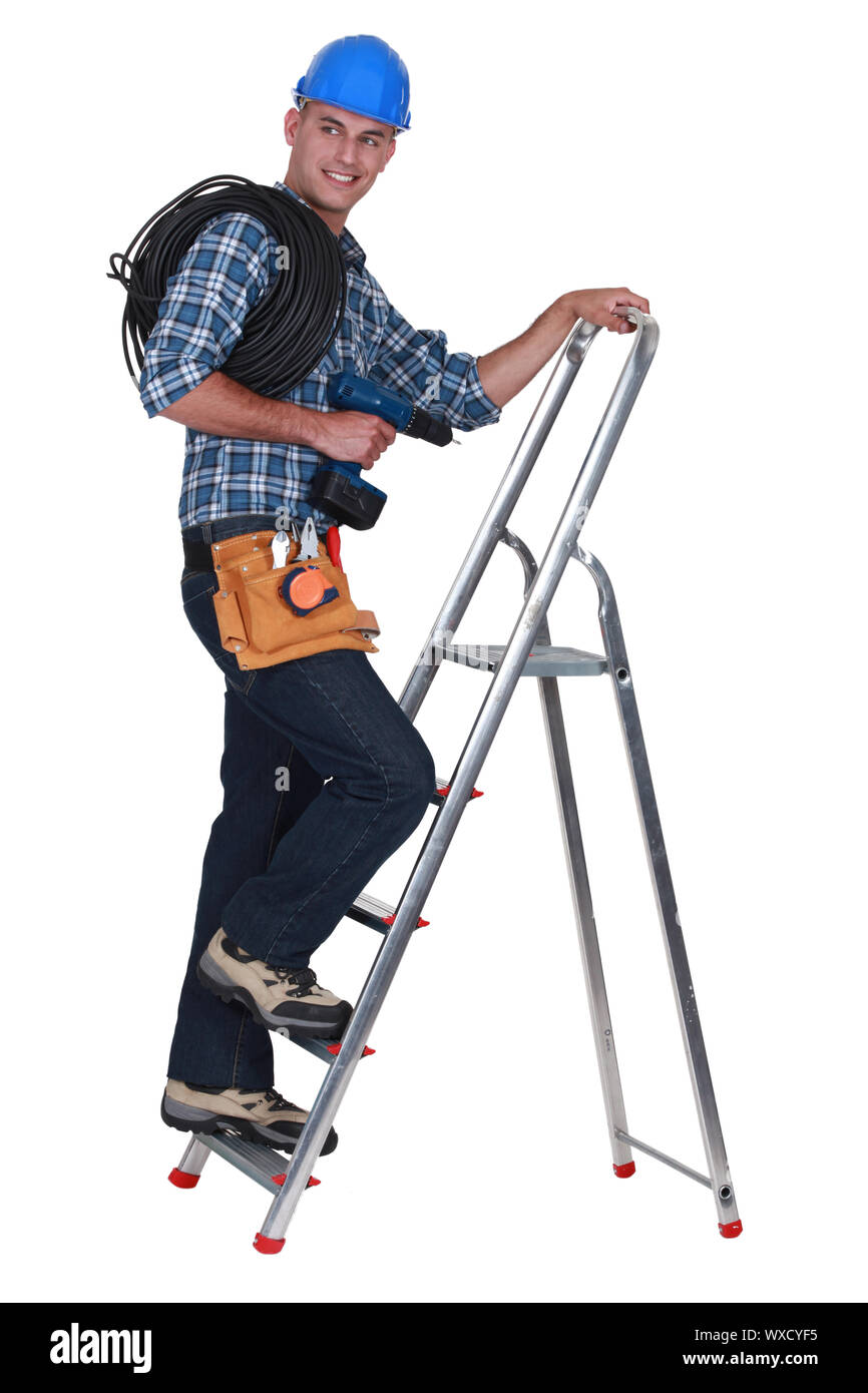 Workman Hard Hat Climbing High Resolution Stock Photography and Images ...