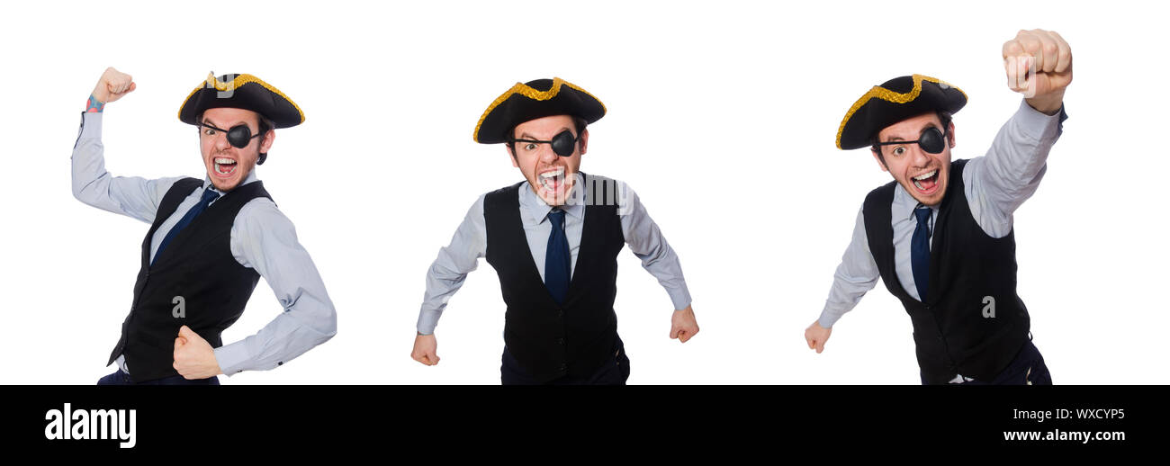 One-eyed man with tricorn isolated on white Stock Photo - Alamy