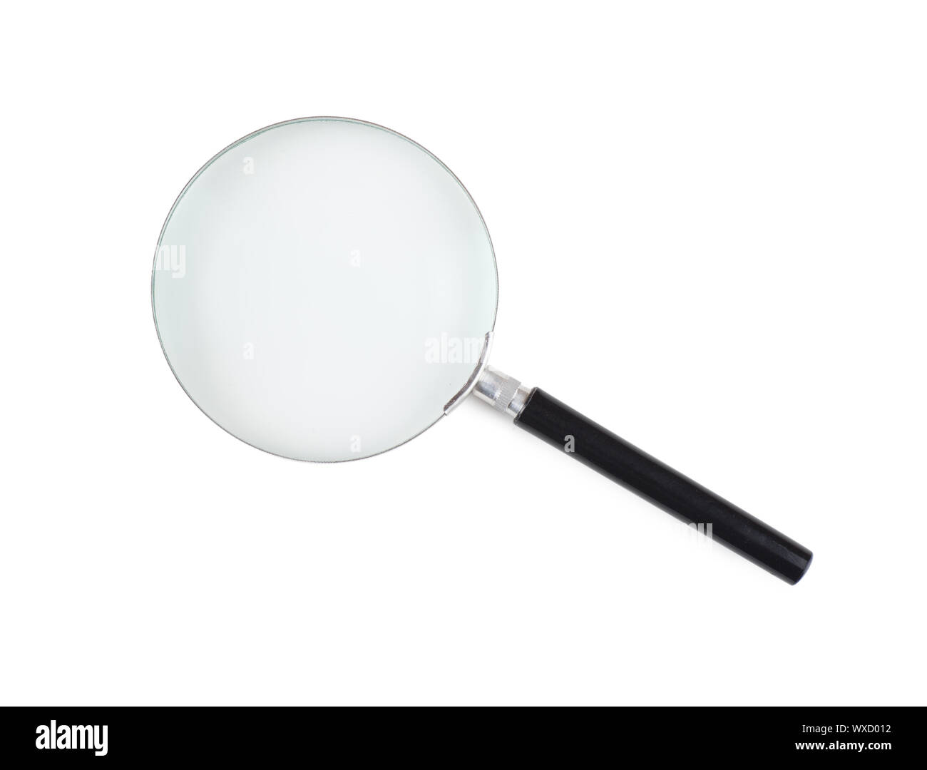 Closeup view of magnifying glass isolated over white background Stock ...