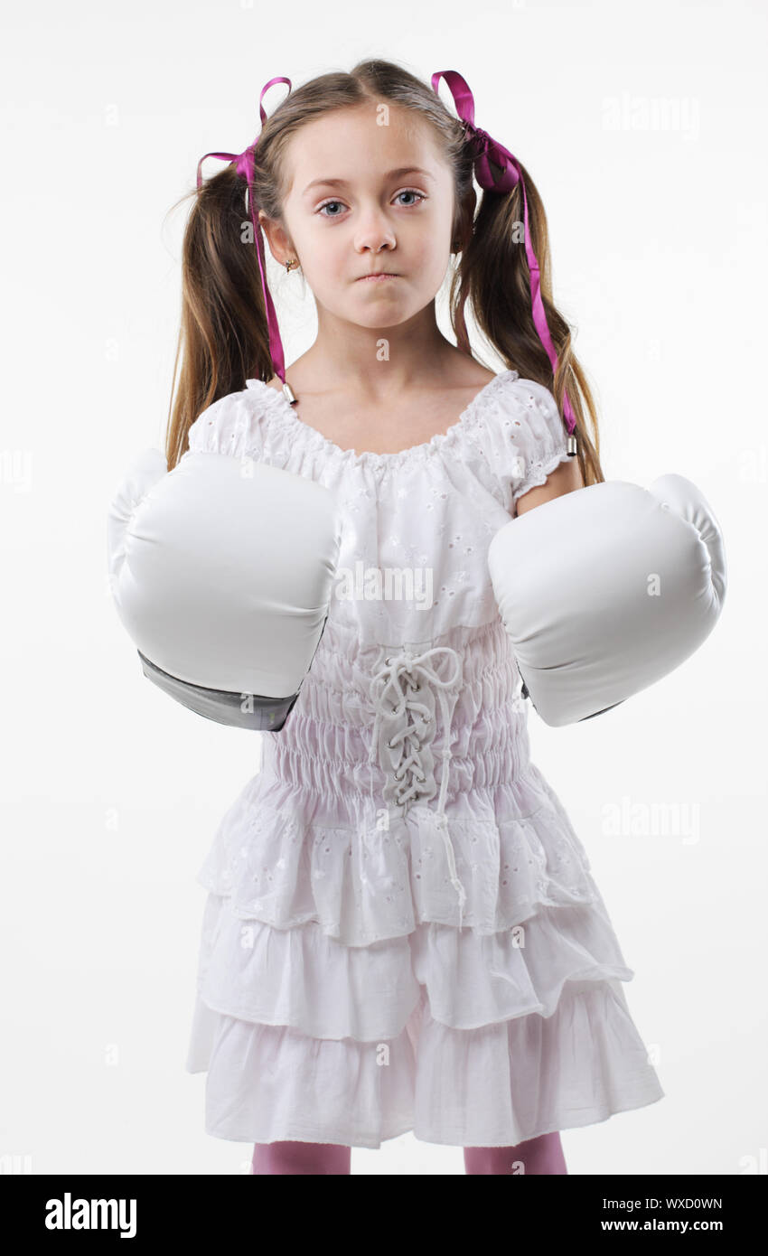 young beautiful girl ready to box Stock Photo - Alamy