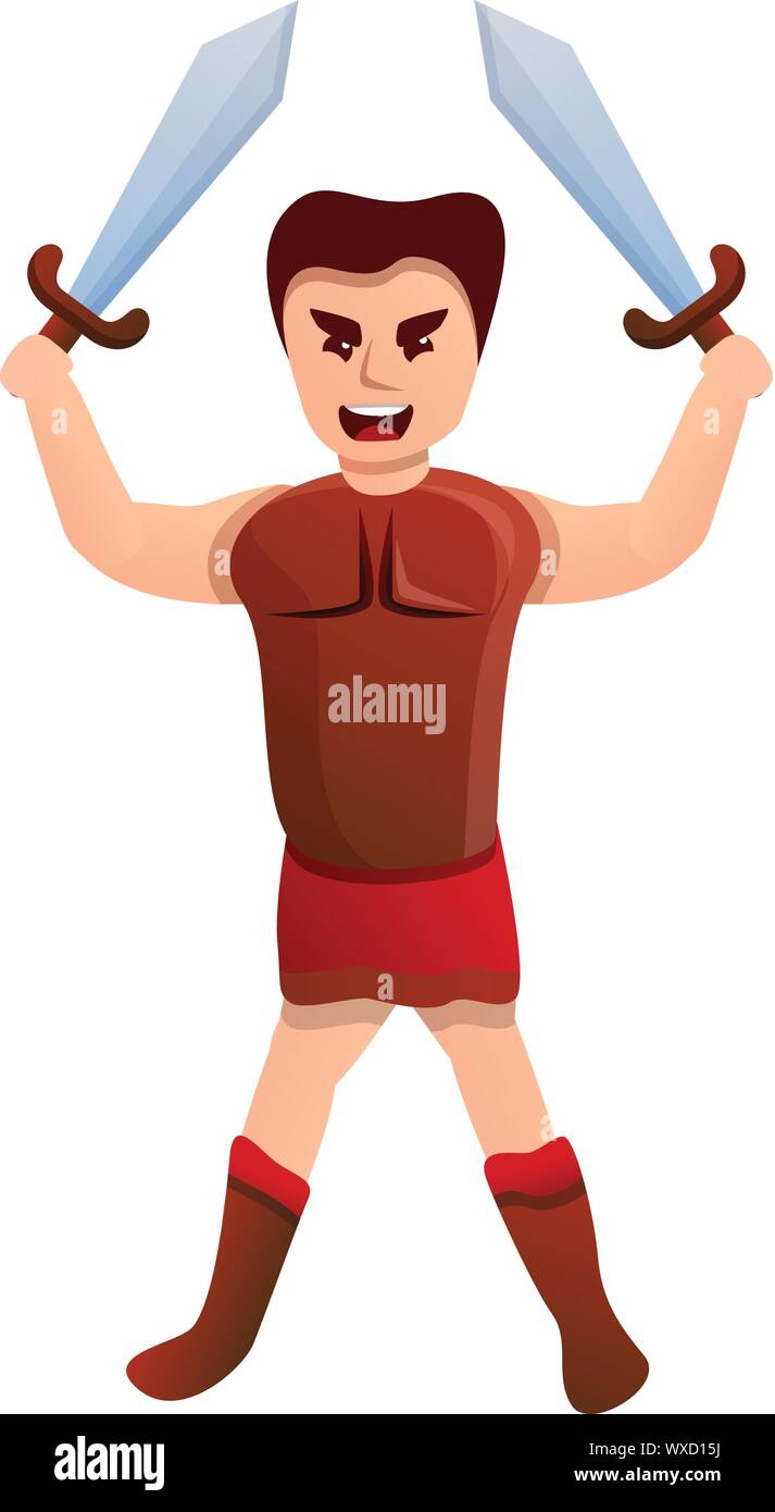 Two sword gladiator icon. Cartoon of two sword gladiator vector icon ...