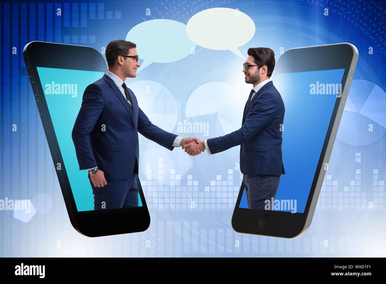 Concept of communication with businessmen handshaking Stock Photo - Alamy