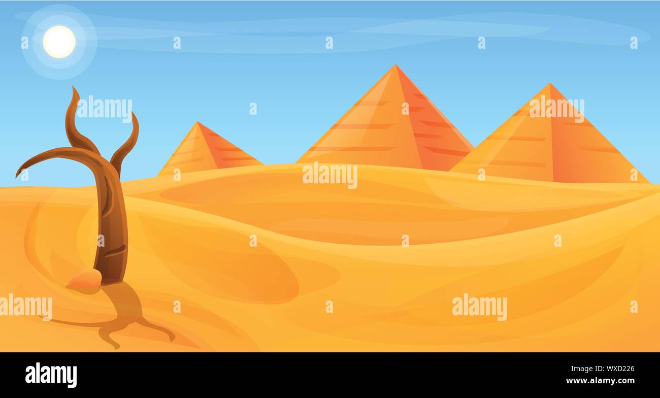 Desert panorama concept banner. Cartoon illustration of desert panorama ...