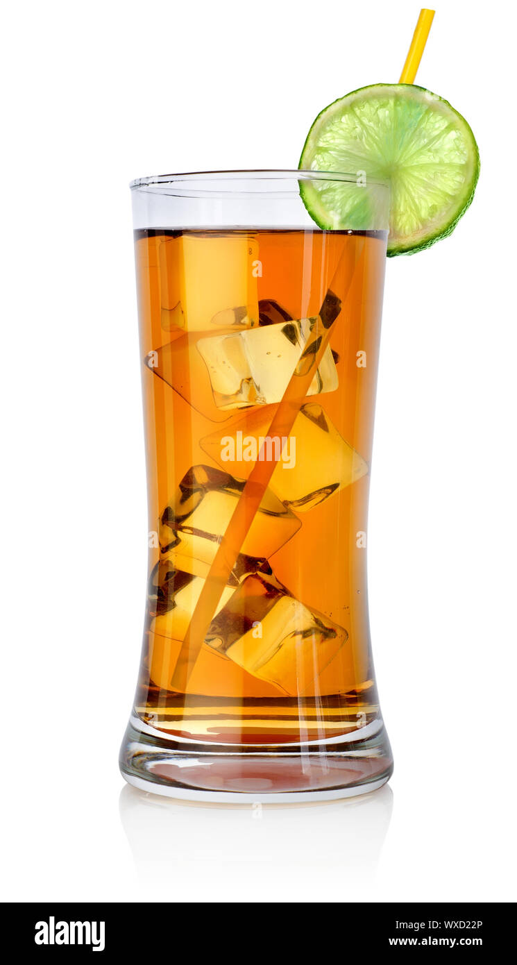 Amber cocktail in a glass isolated on a white background Stock Photo ...