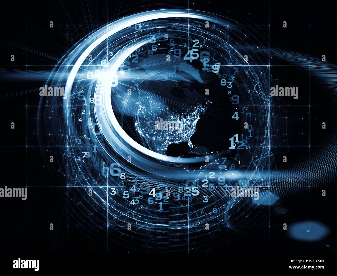 Design composed of light trails, satellite imagery (courtesy of NASA ...
