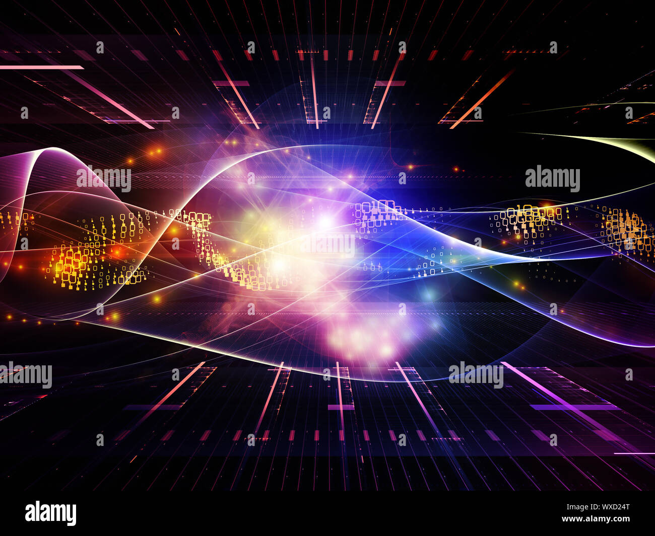 Composition of abstract sine waves and design elements to serve as a ...