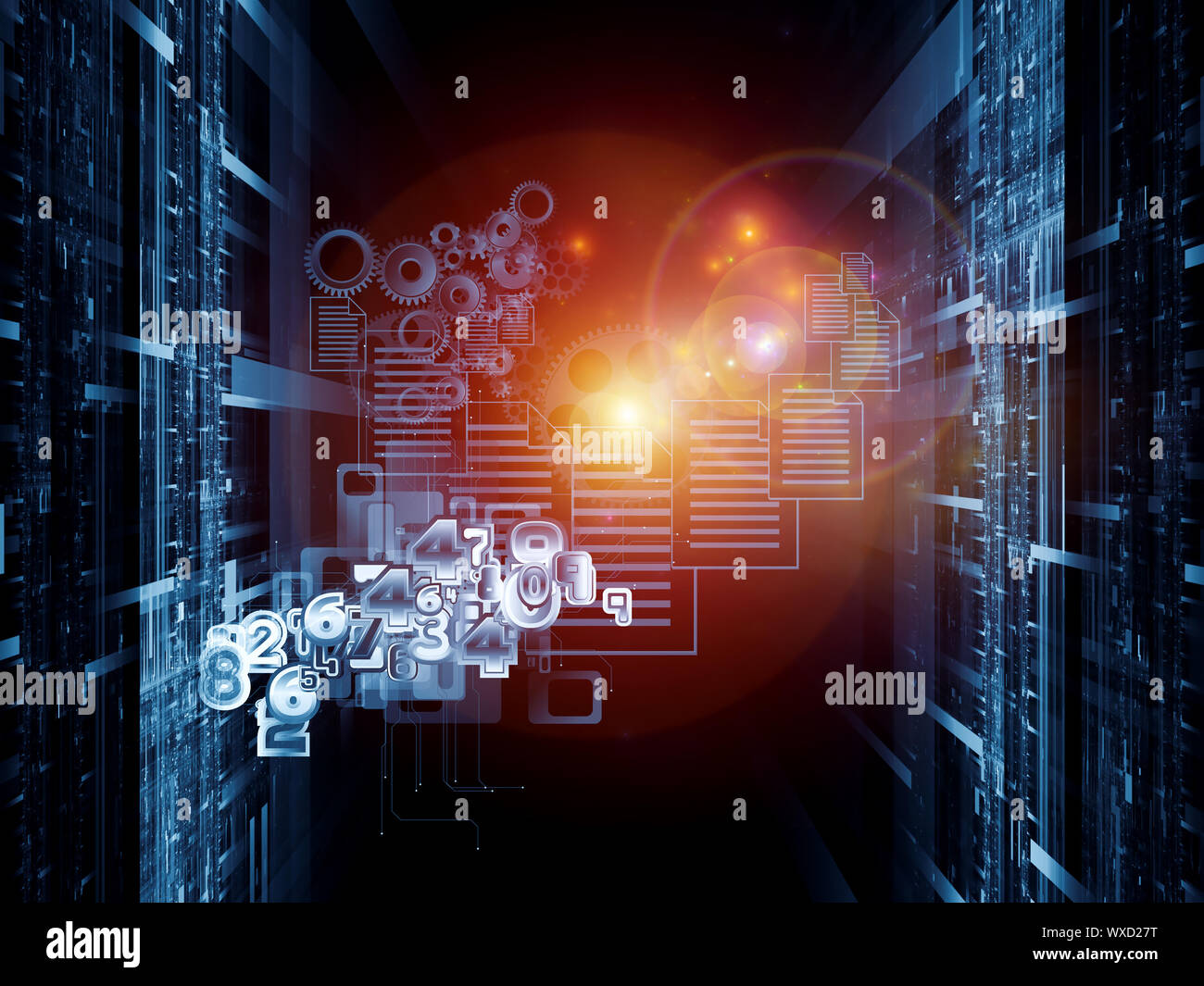 Visually attractive backdrop made of various technology related ...