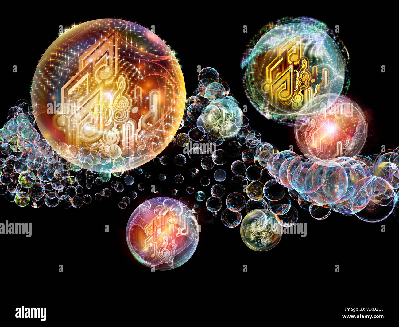 Bubble Symphony series. Interplay of musical notes, fractal spheres and ...