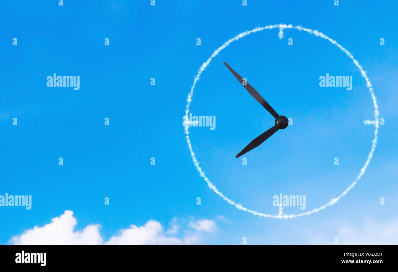 Time management concept, business planning, cloud clock on blue sky ...