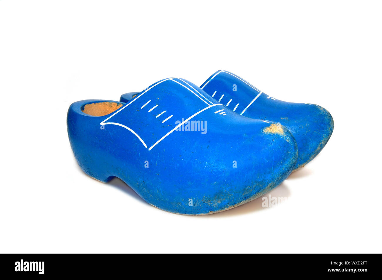 Pair of traditional dutch blue wooden shoes Stock Photo - Alamy