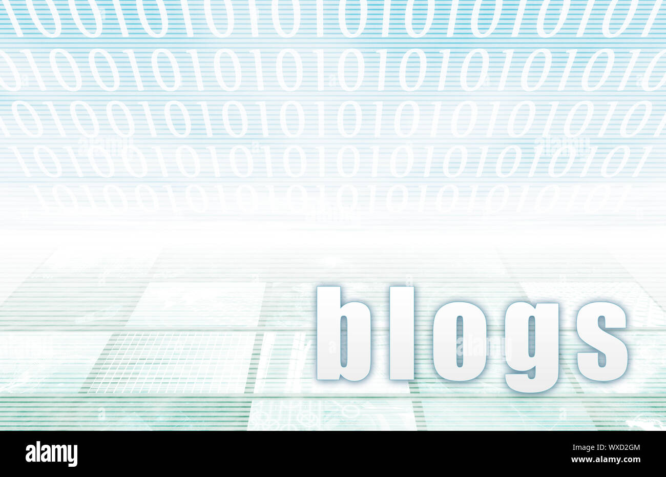Blogs on a Clear Blue Tech Background Stock Photo - Alamy