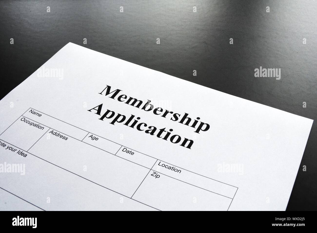 membership application form on desktop in business office Stock Photo ...