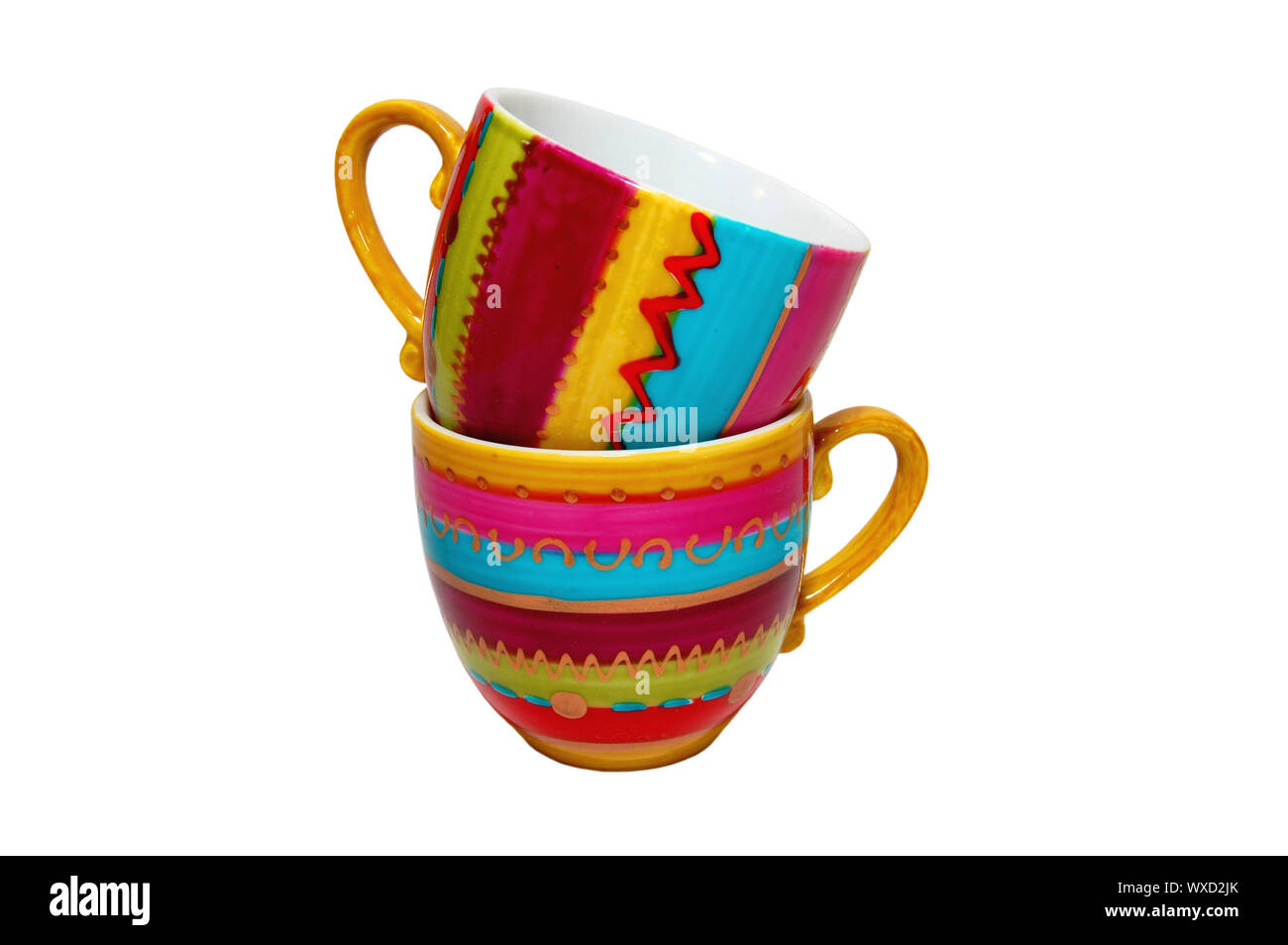 Colourful coffee cups on a white background Stock Photo - Alamy