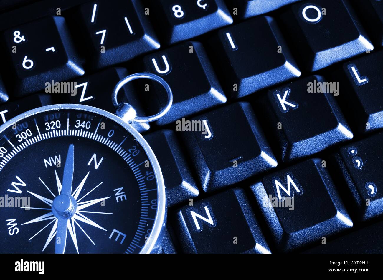 computer keyboard and compass showing internet navigation concept Stock ...