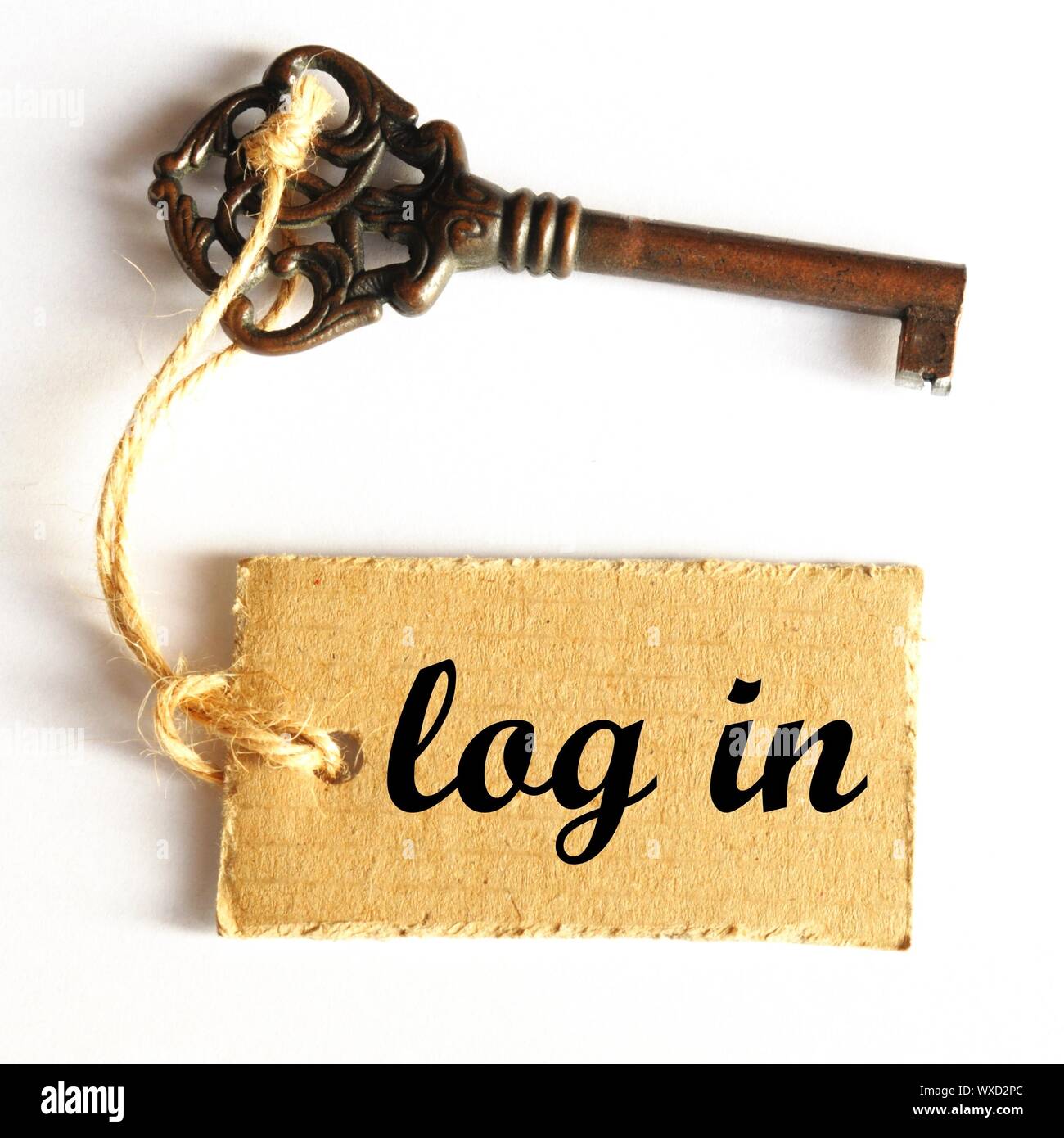 log in internet concept with key and label Stock Photo - Alamy