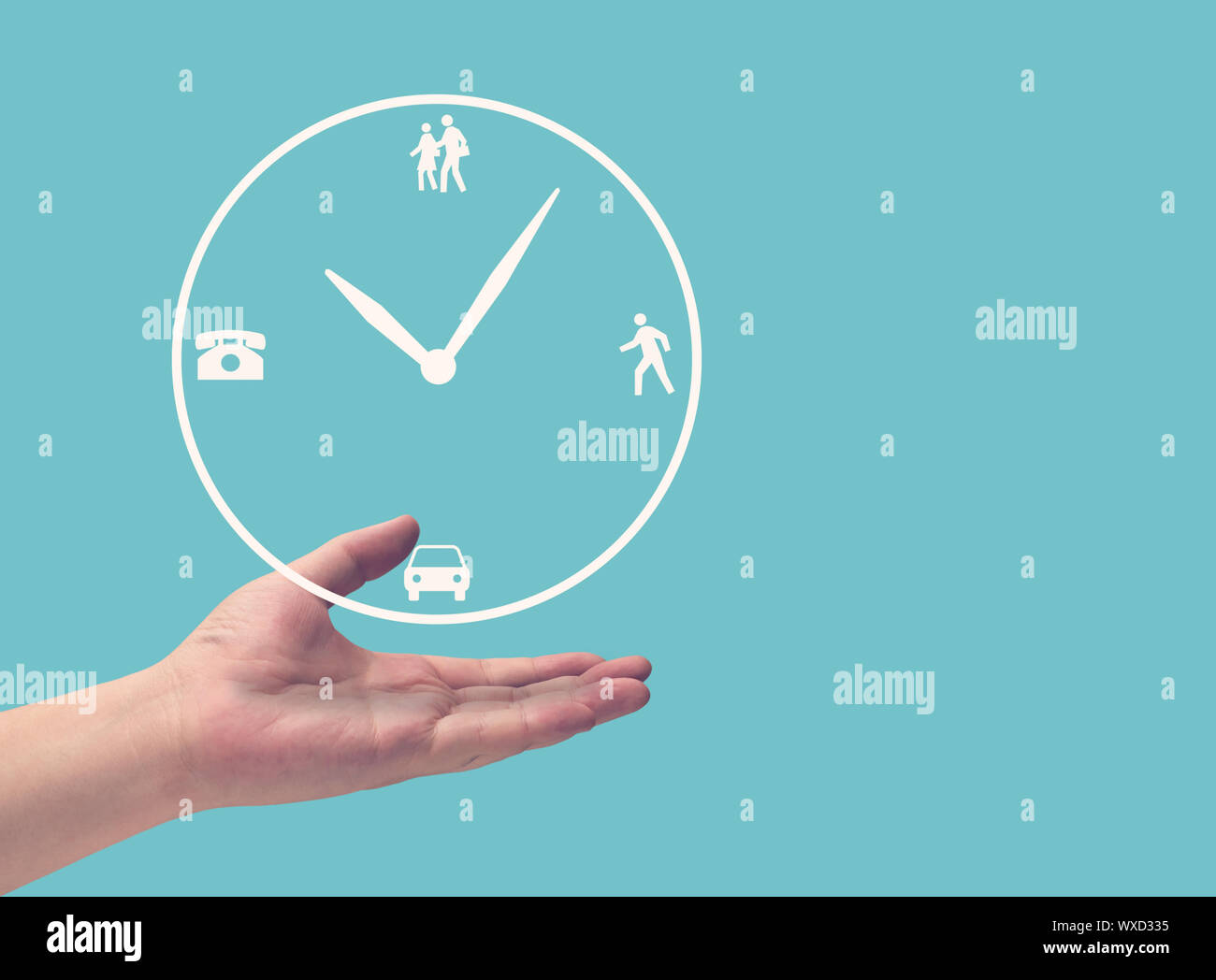 Time management concept, business strategy and planning, clock on hand ...