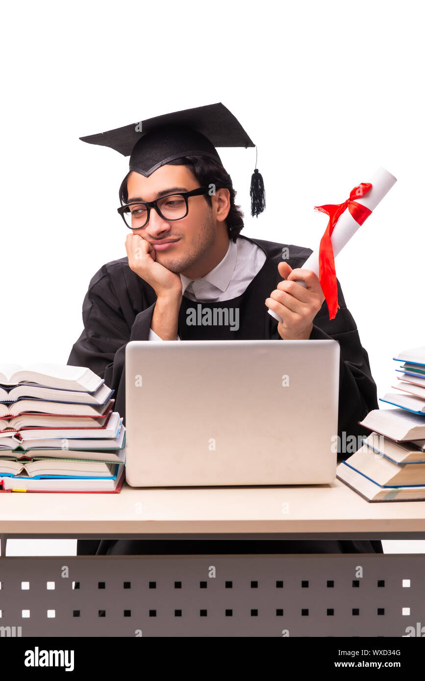 Young handsome student isolated on white Stock Photo - Alamy